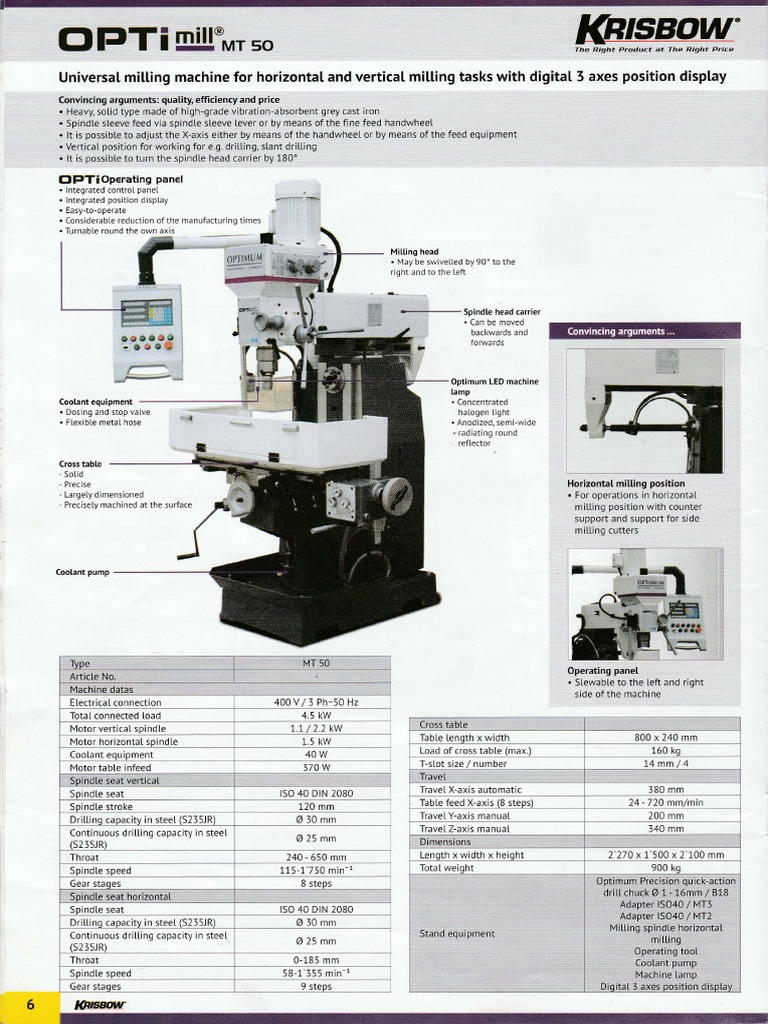 Universal Milling Machine Specifications | PDF | Home & Garden | Computers