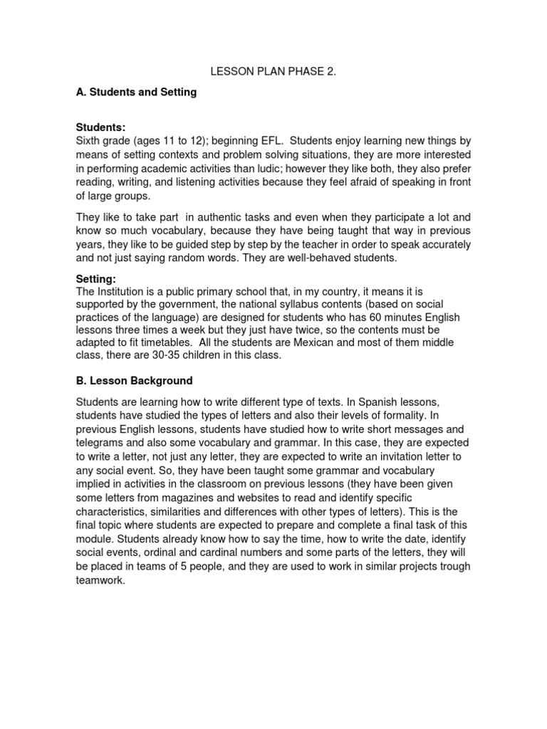 Lesson Plan Pnieb Invitation Letters | PDF | Educational Assessment ...