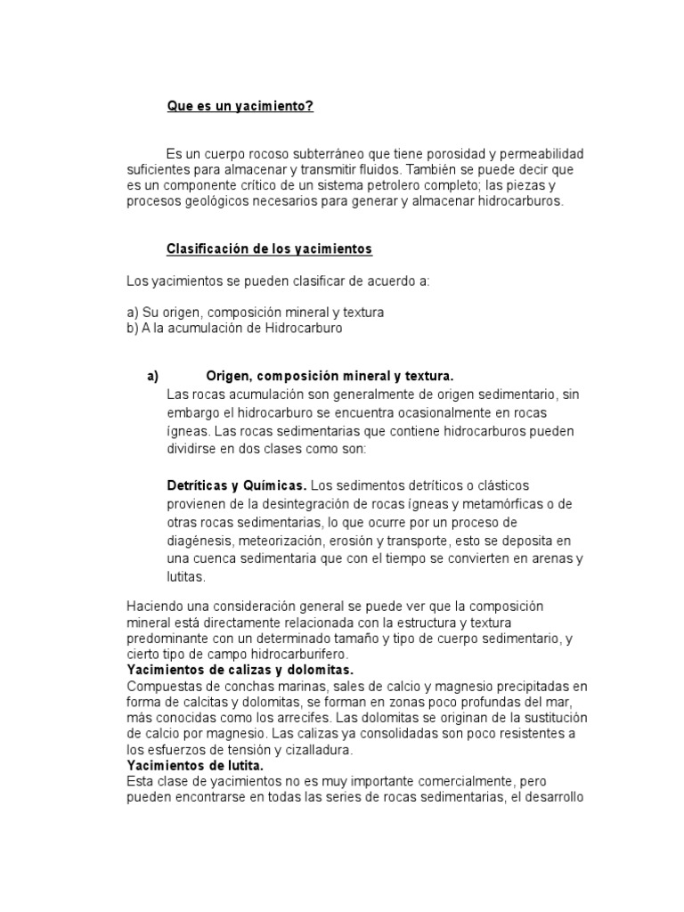 Que Es Un Yacimiento | PDF | Falla (geología) | Depósito de petróleo
