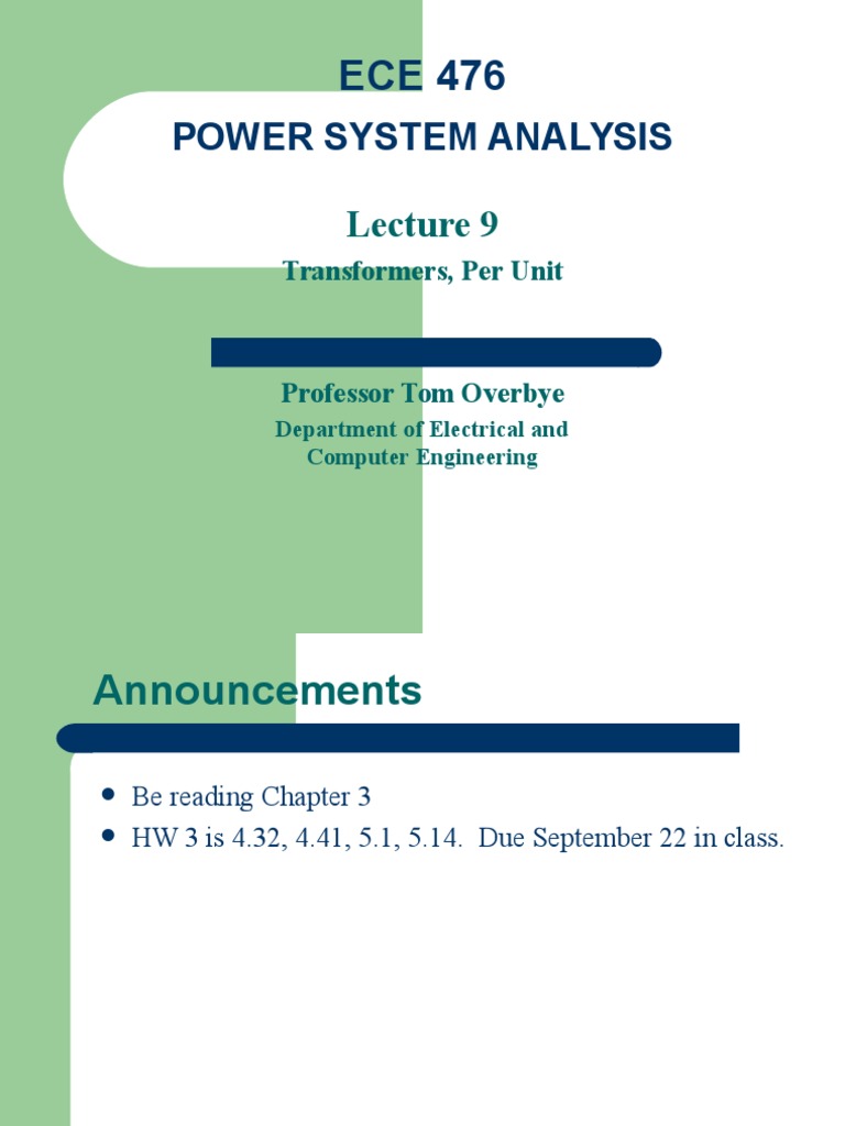 ECE4762011 - Lect9 Transformer Pu | PDF | Transformer | Electromagnetism