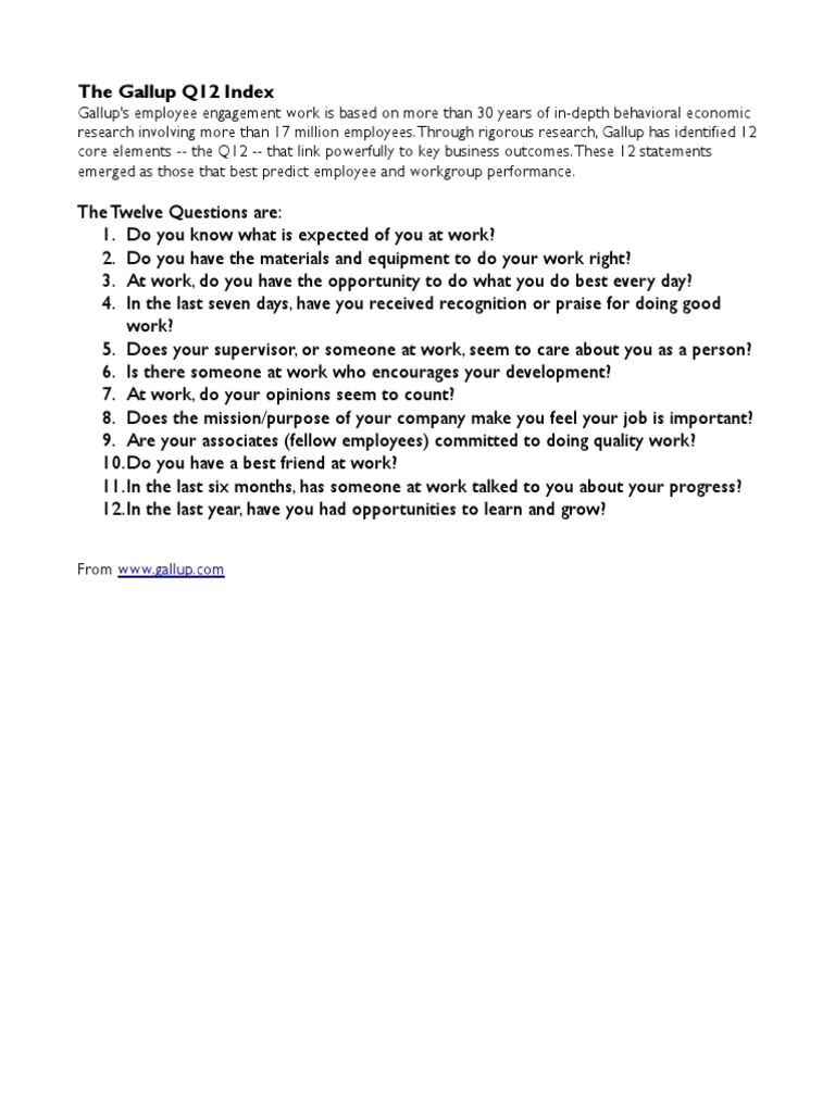 Gallup q12 | PDF