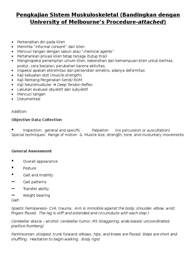 Guidelines - Pengkajian Sistem Musculoskeletal | PDF | Anatomical Terms ...