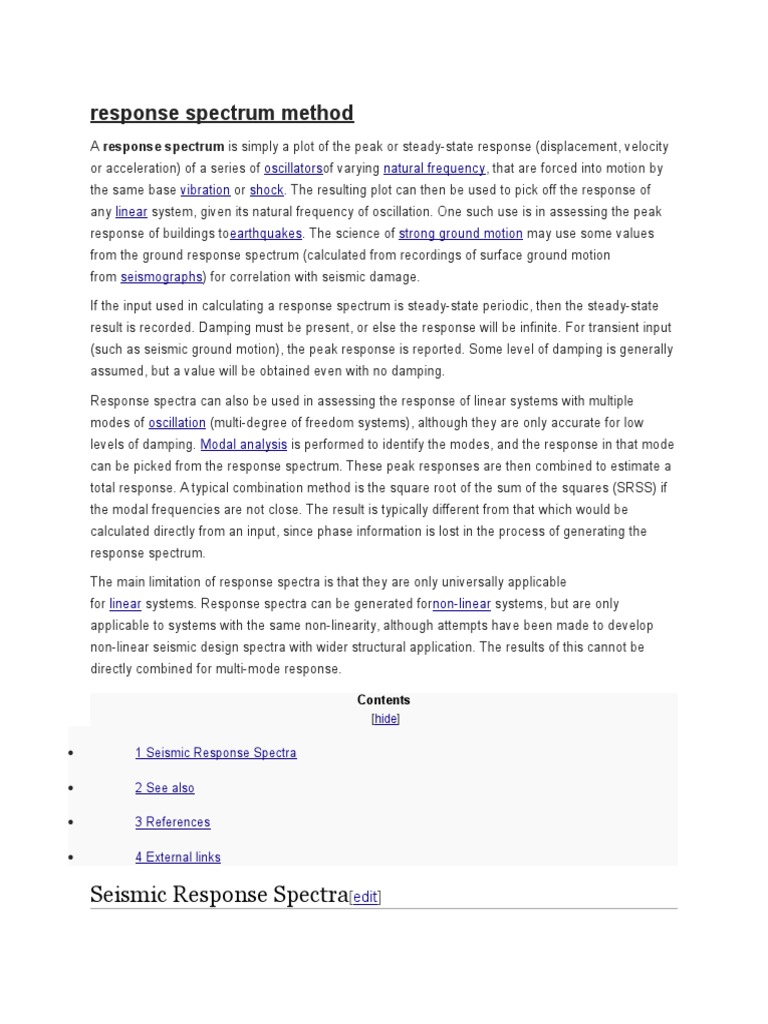 Response Spectrum Method | Download Free PDF | Physical Phenomena | Seismology