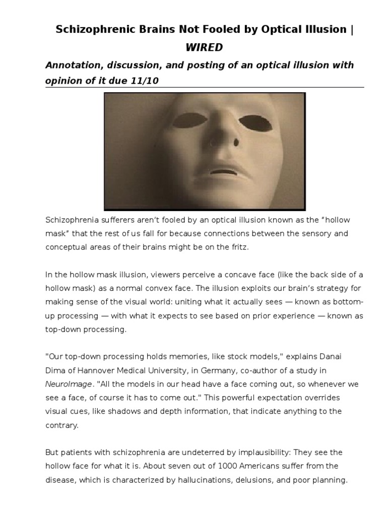 Schizophrenic Brains Not Fooled by Optical Illusion WIRED | PDF ...