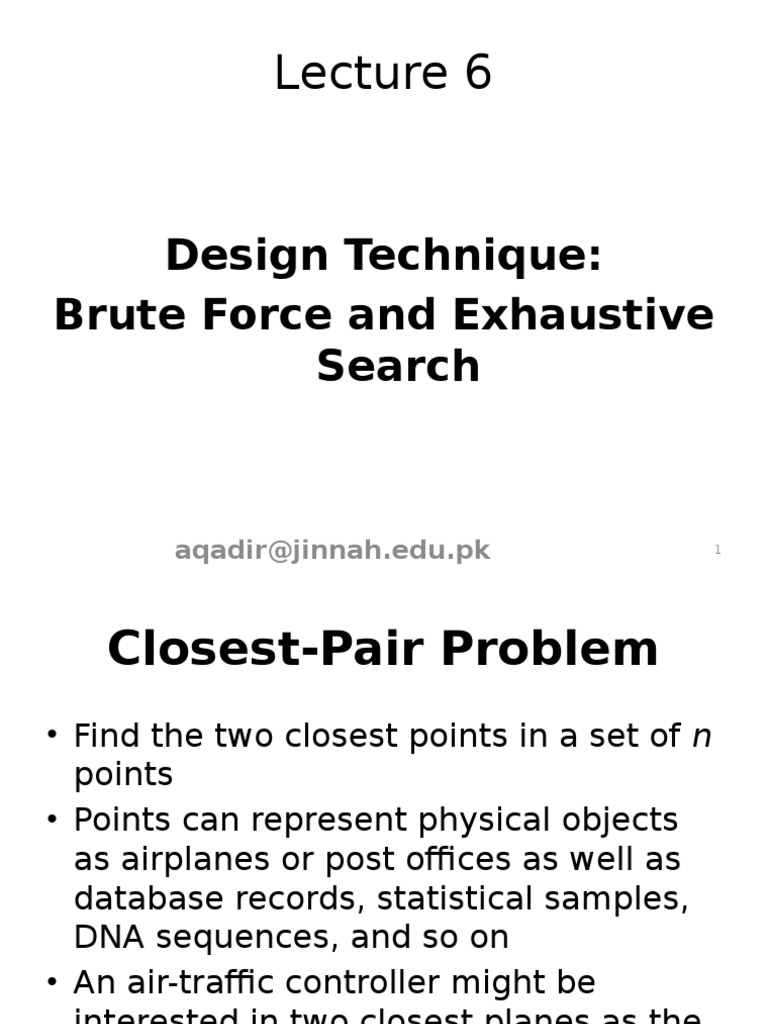 Design Technique: Brute Force and Exhaustive Search: Aqadir@jinnah - Edu.pk | PDF | Mathematical ...