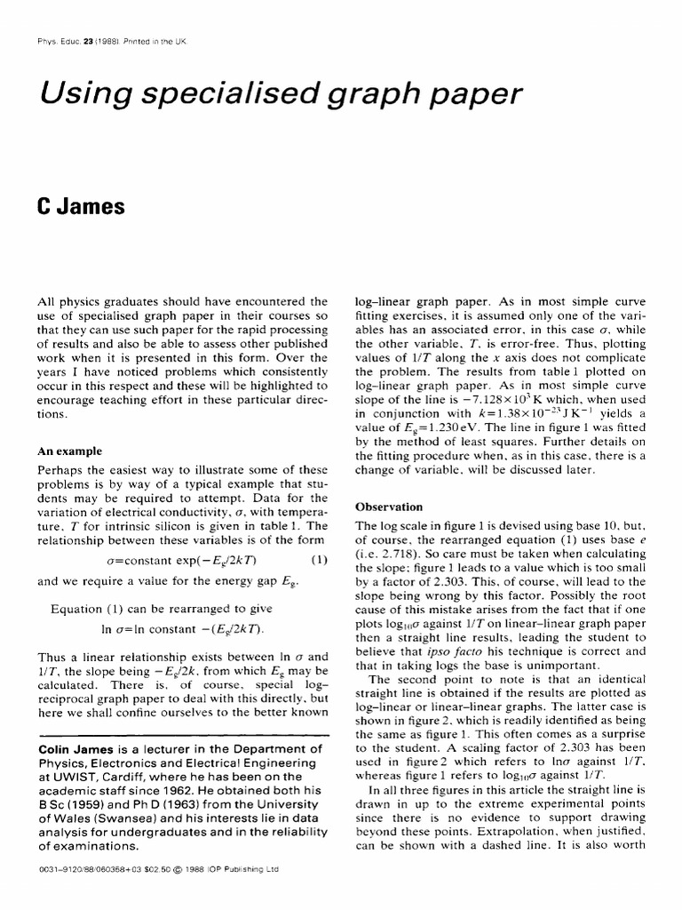 Using Specialised Graph Paper (1988) | PDF | Logarithm | Analysis