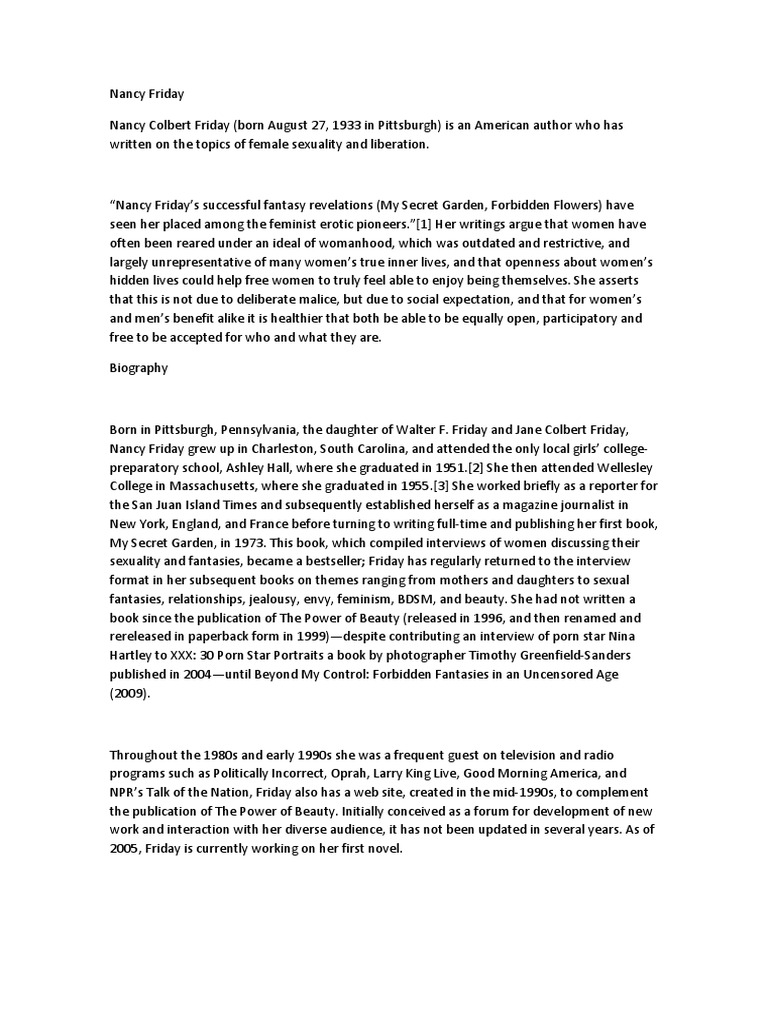 Nancy Friday | PDF | Human Sexuality | Sexuality