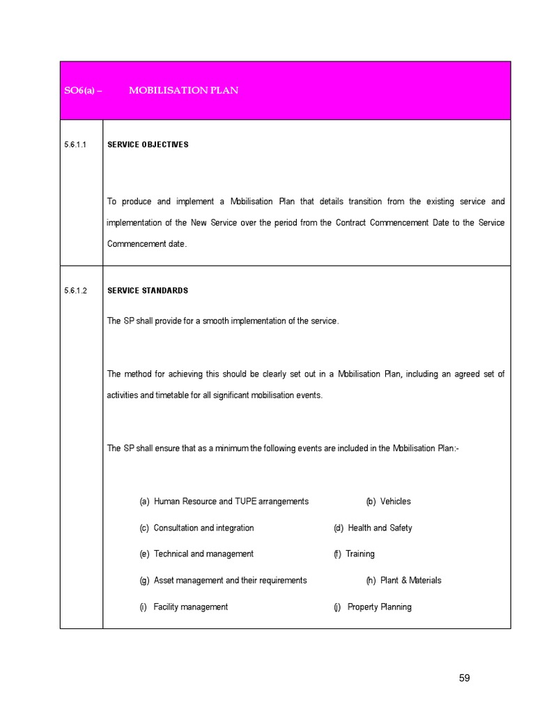 SO6 - Mobilisation Plan | PDF | Emergency Management | Regulatory ...