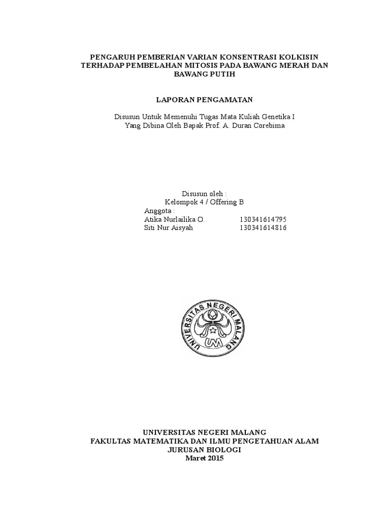 Pengaruh Kolkisin pada Mitosis Bawang | PDF | Pengembangan Diri