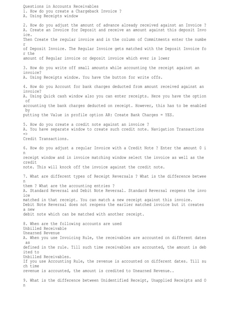 Accounts Receivable Interview Guide | PDF | Debits And Credits | Receipt