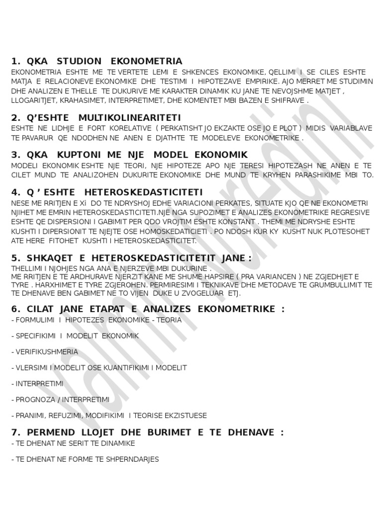 Ekonometria 1dhe 2me Detyrat e Komentume 1 | PDF