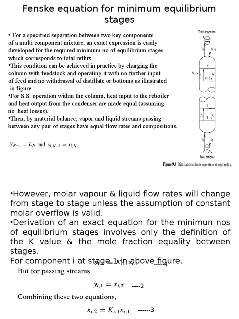 Fenske Equation | PDF | Distillation | Separation Processes
