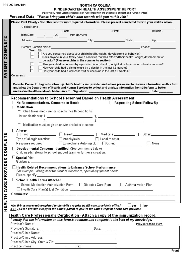 KHA_1-11 Kindergarten Health Assessment Report NCDHHS NCDPI | Body Mass ...