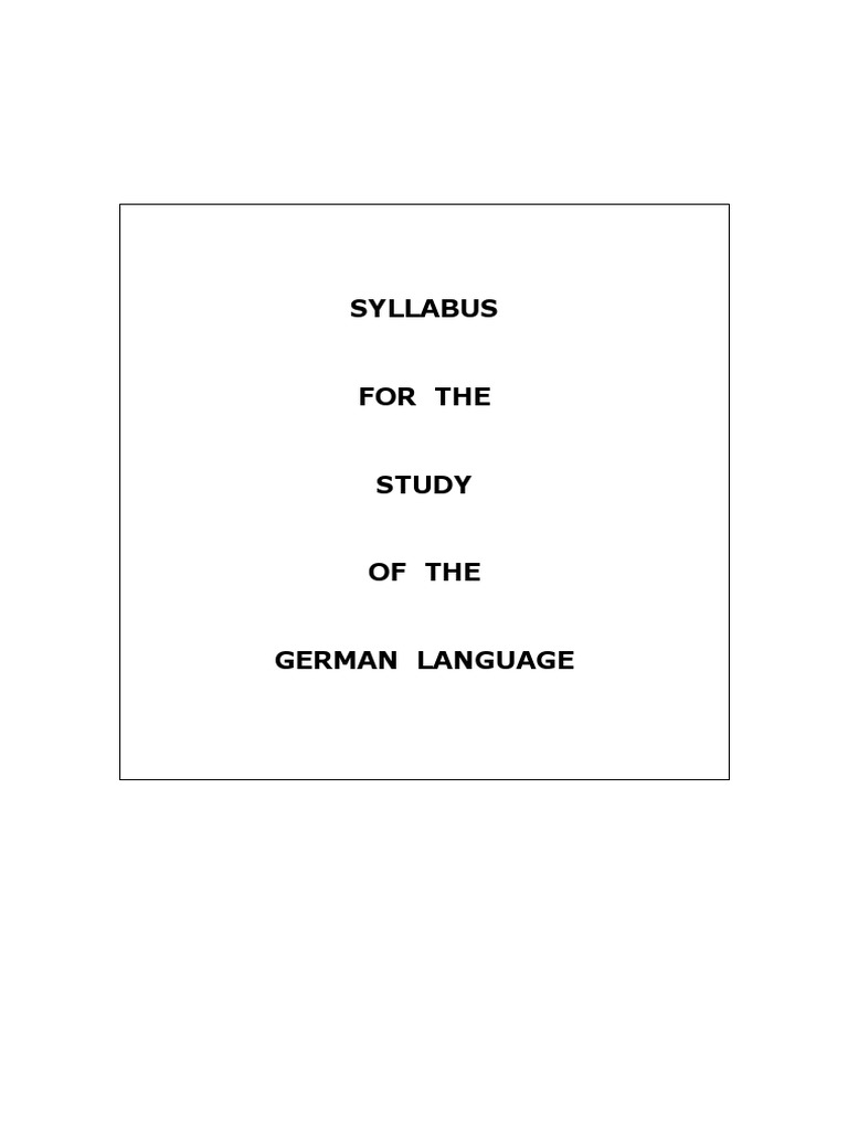 German Language Study Syllabus | PDF | Foreign Language | Second Language