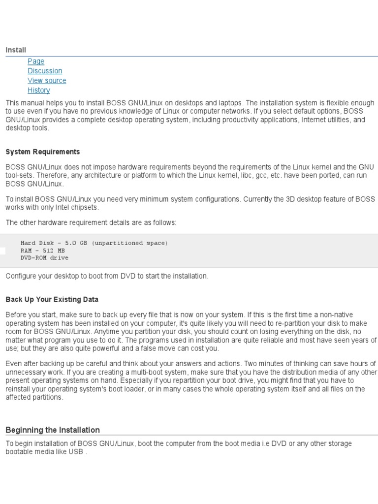 Install BOSS GNU/Linux in Under 40 Steps | PDF | Booting | Desktop ...