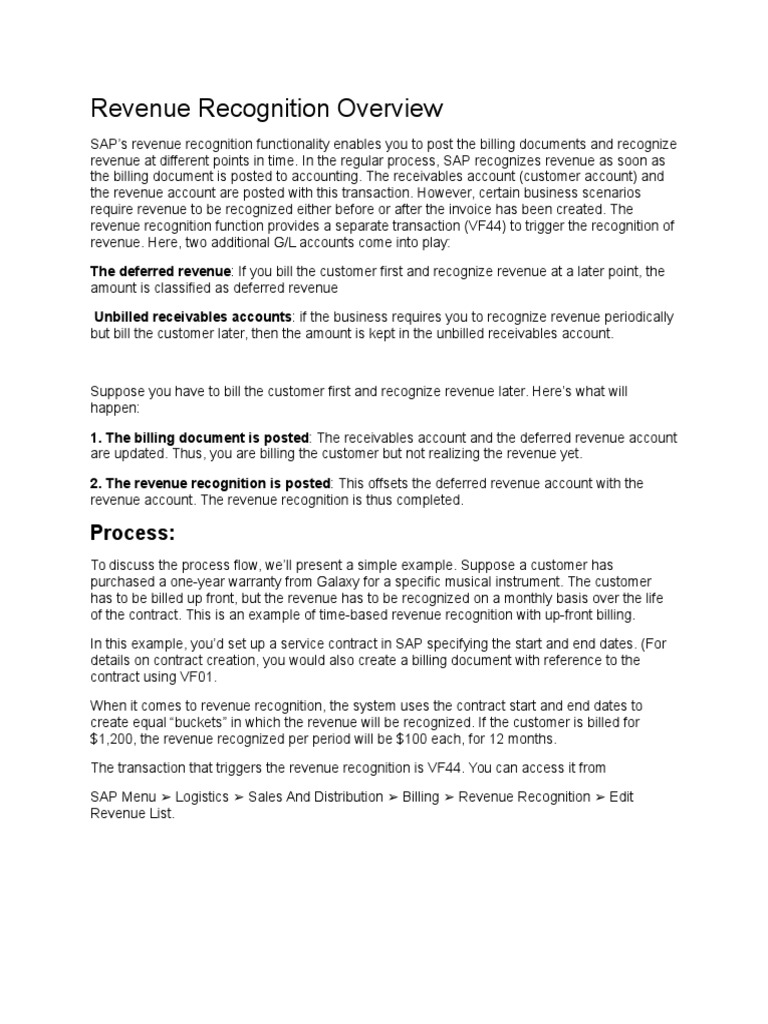 SAP Revenue Recognition Process Overview | PDF | Invoice | Revenue