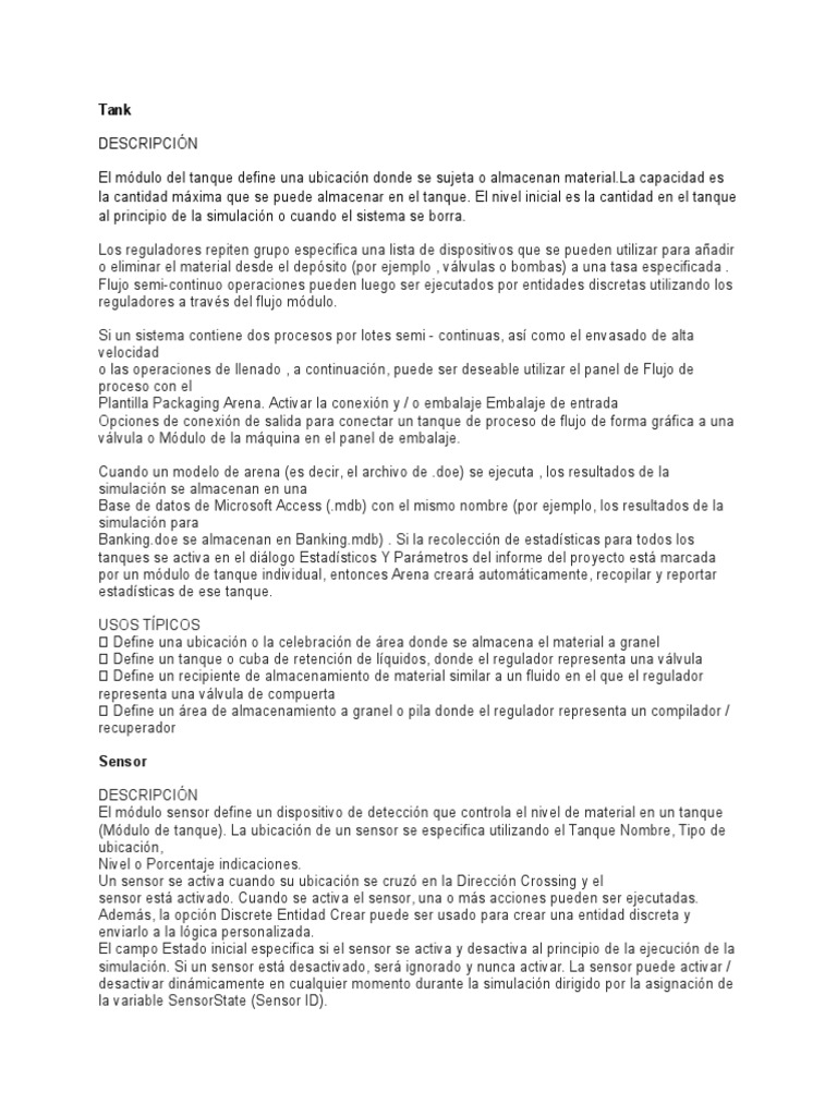 Panel Flow Process Arena | PDF | Simulación | Tanques