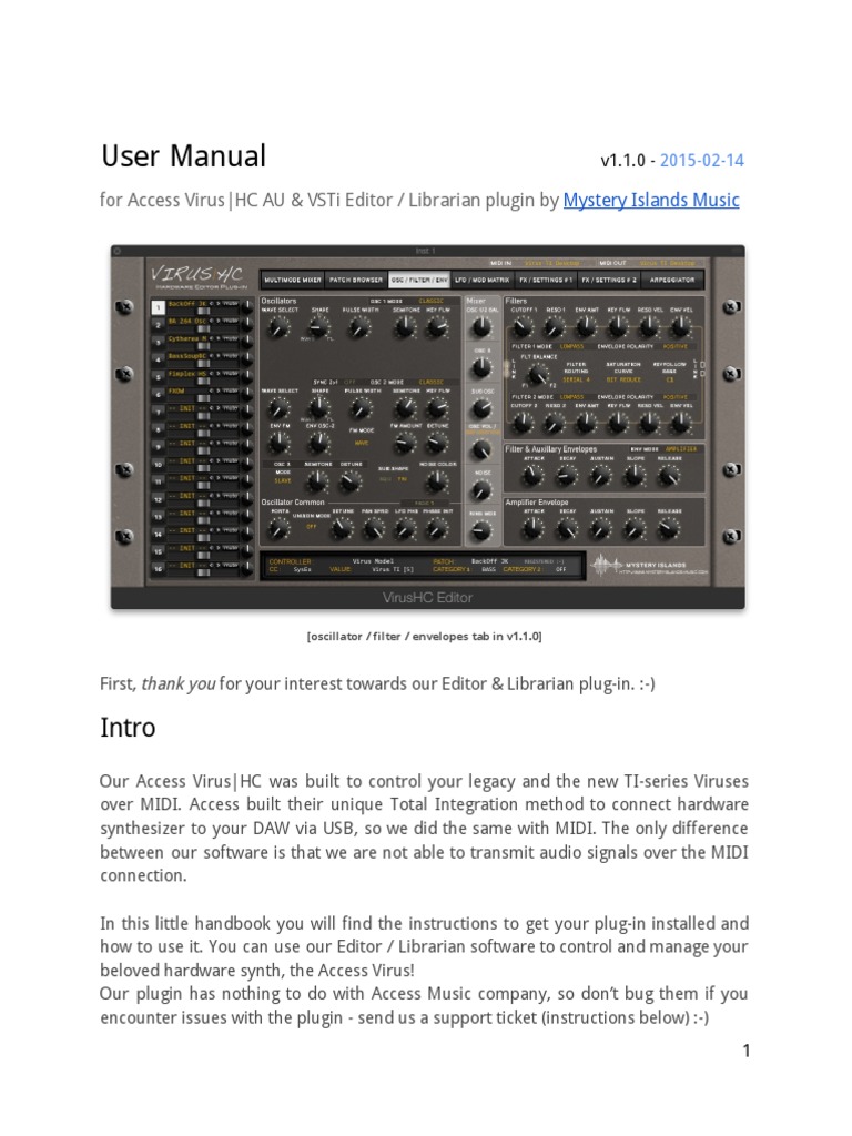 Access Virus HC User Manual | PDF | Computer Virus | Installation ...