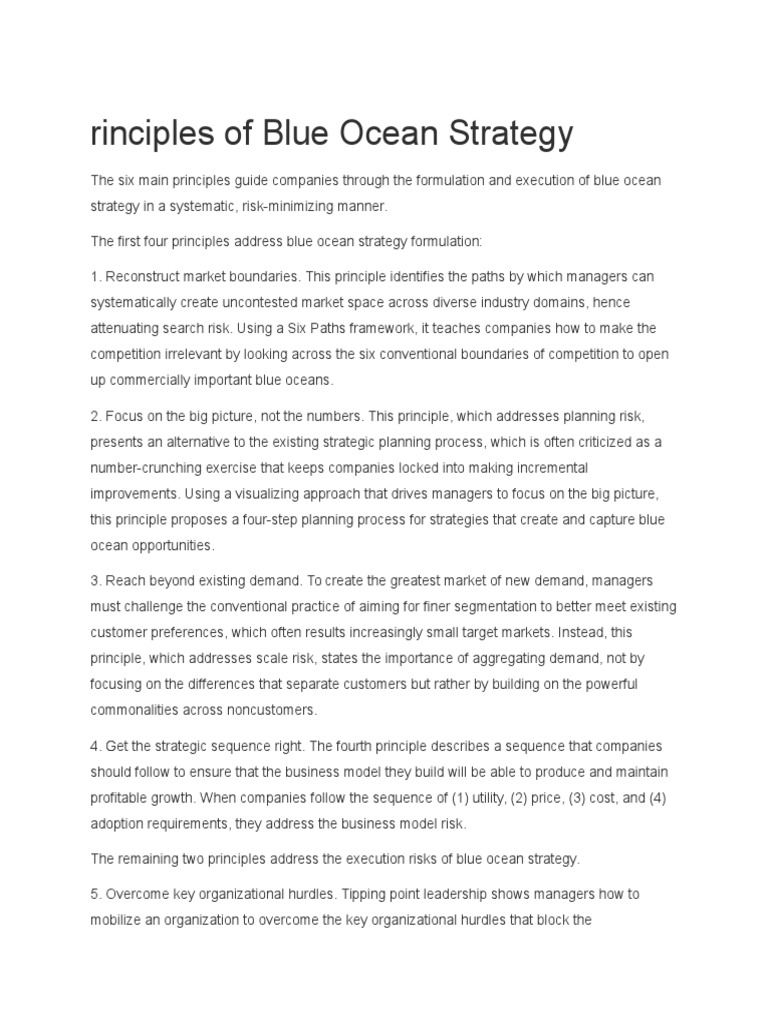 Principles of Blue Ocean Strategy | PDF | Strategic Management | Business