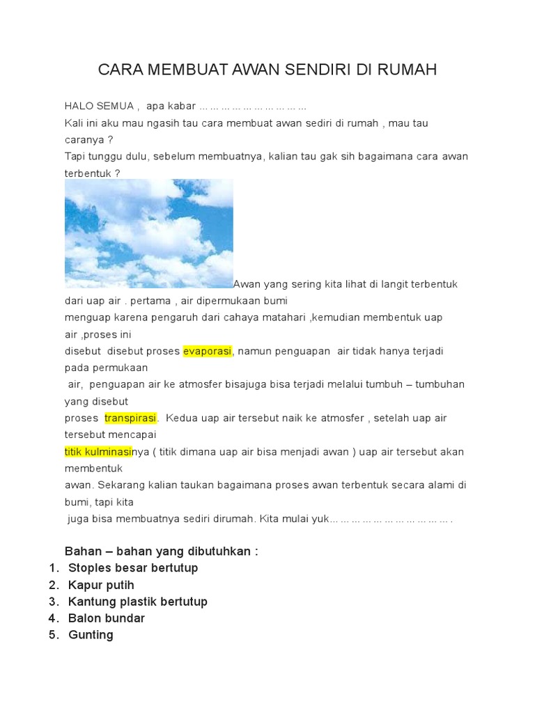Cara Membuat Awan Buatan di Rumah | PDF | Griya & Taman | Seni