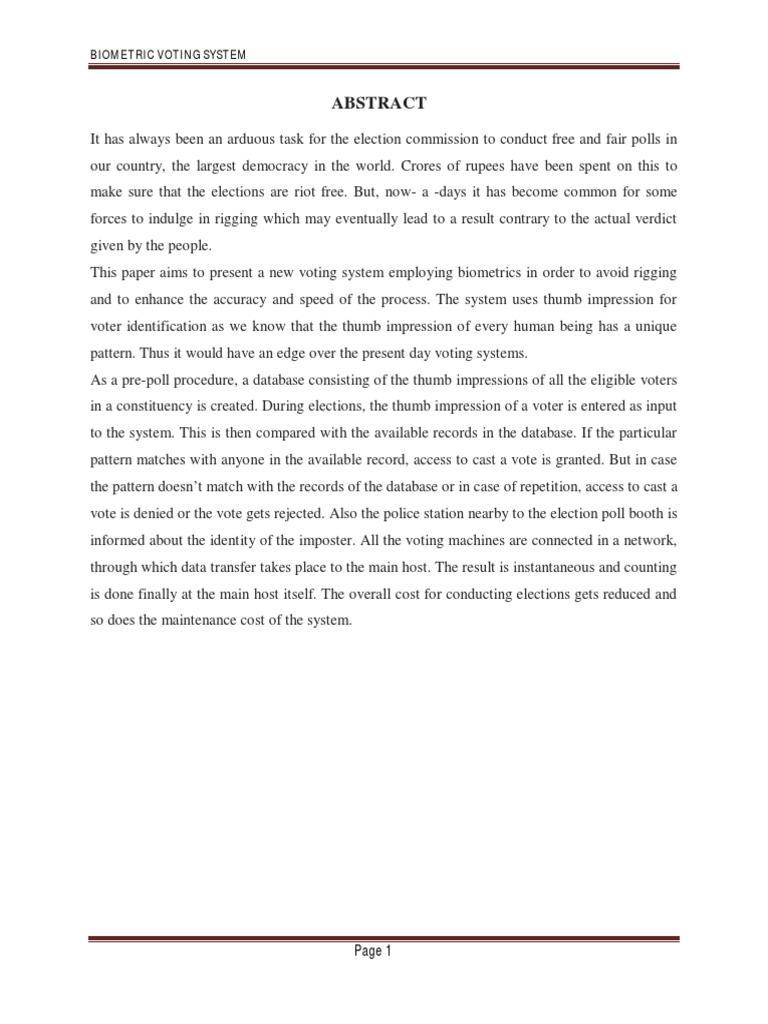Biometric Voting System | PDF | Fingerprint | Biometrics
