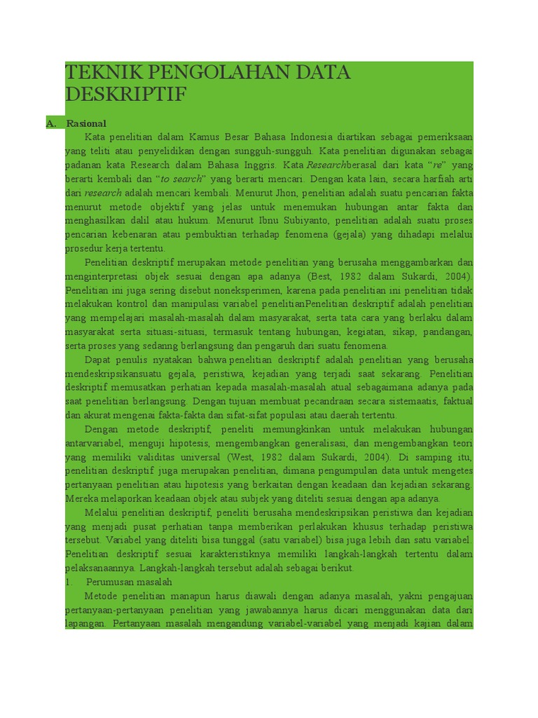 Teknik Pengolahan Data Deskriptif | PDF | Karier & Perkembangan