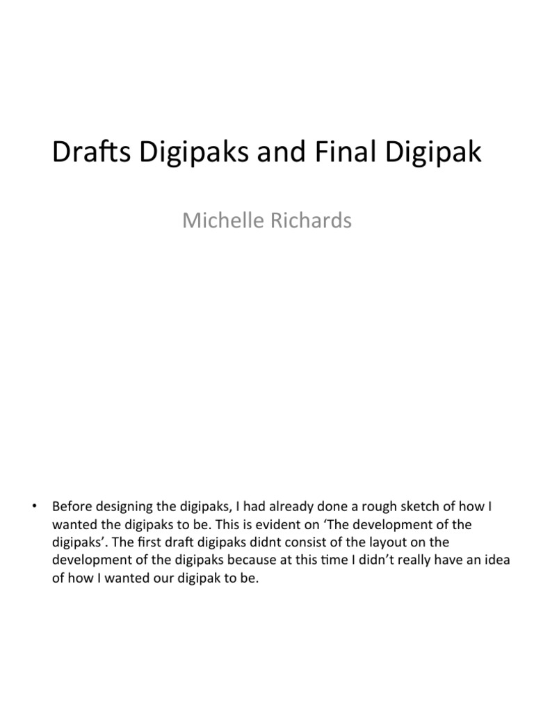 Dra$s Digipaks and Final Digipak: Michelle Richards | PDF | Leisure | Entertainment (General)