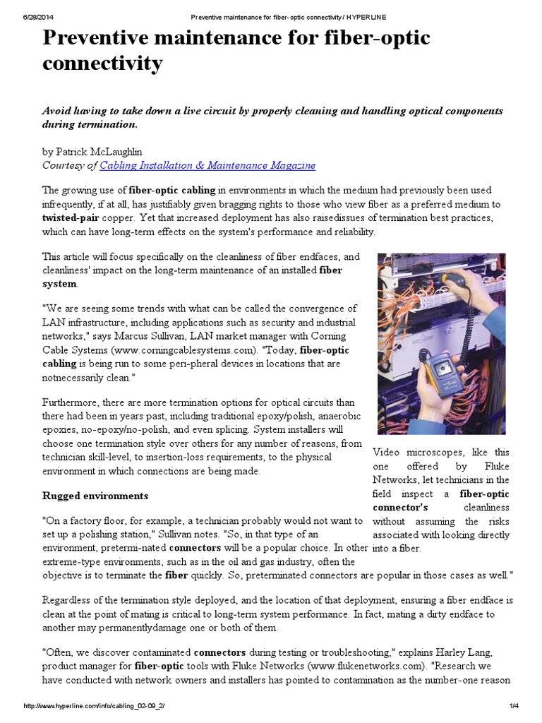 Preventive Maintenance For Fiber-Optic Connectivity - HYPERLINE | PDF ...