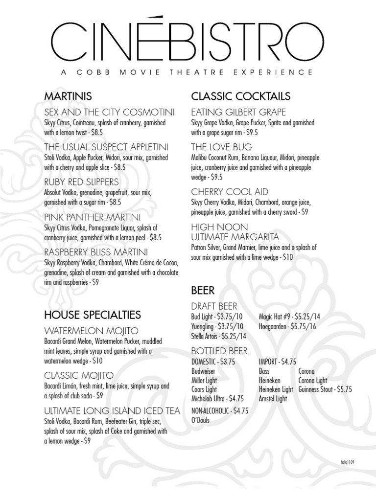 CineBistro at Hyde in Theater Wine & Cocktail | PDF | Champagne | Drink