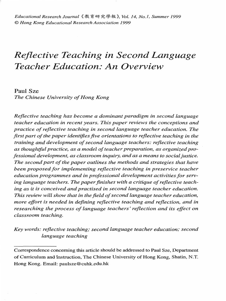 Reflective Teaching | PDF | Reflective Practice | Teacher Education