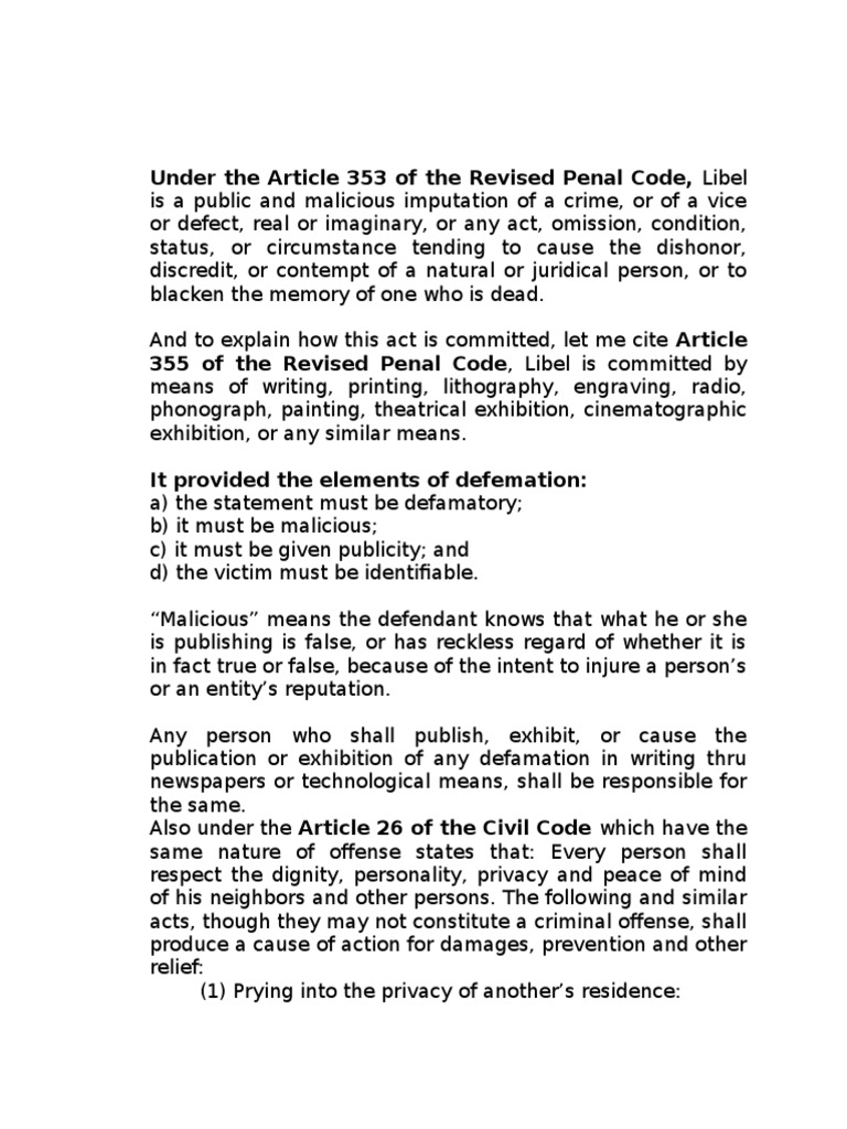 Libel Speech (Decriminalization) | PDF | Defamation | Public Law