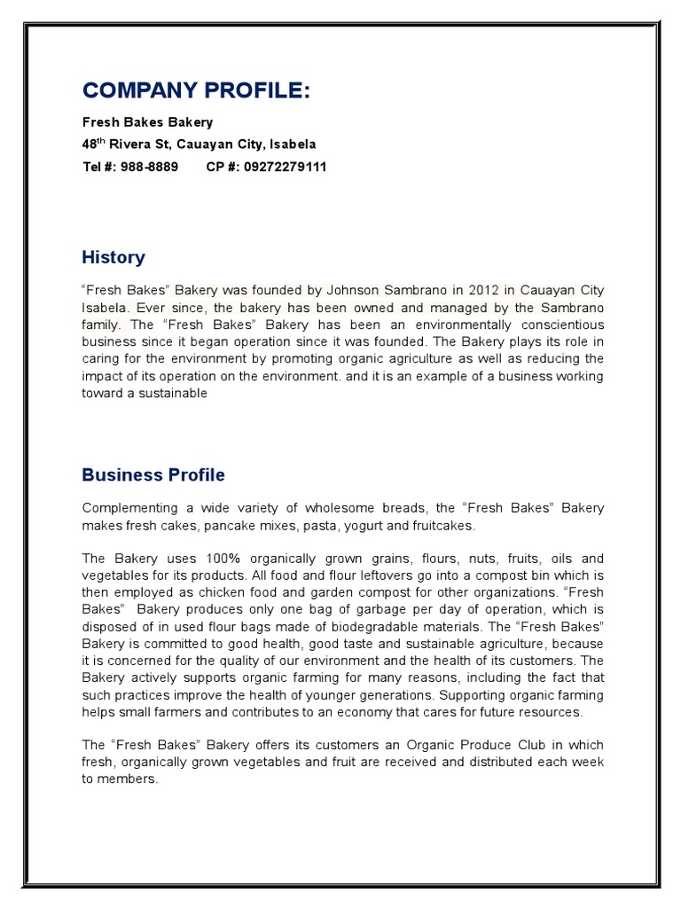 Company Profile | Bakery | Organic Farming