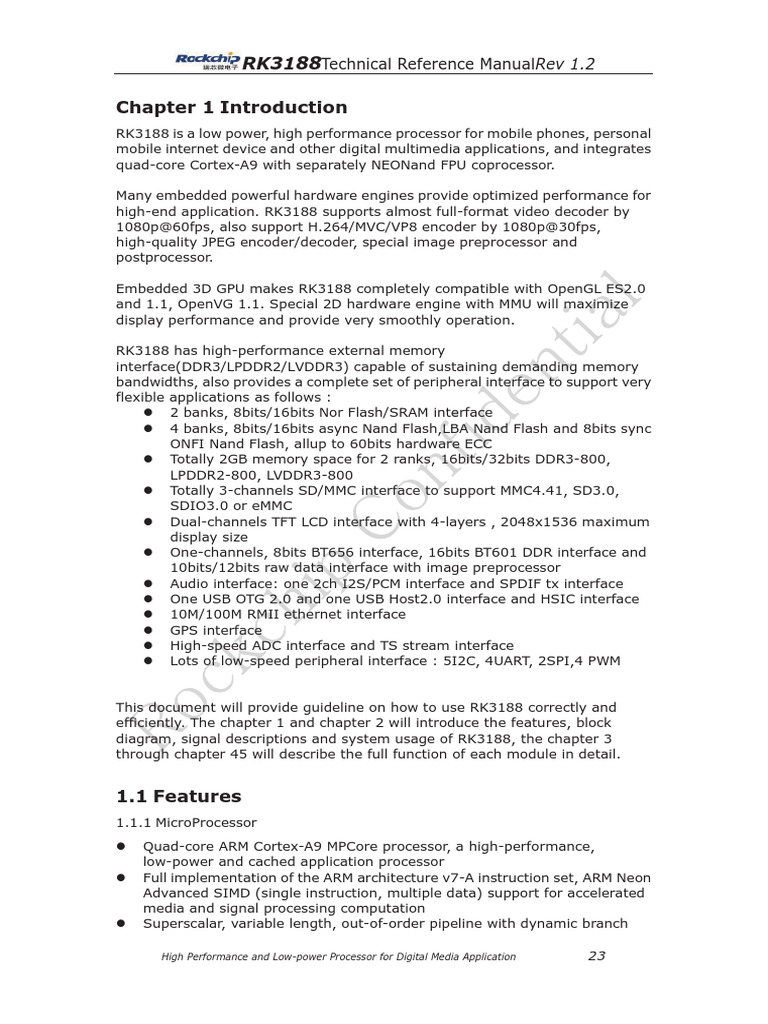 Rockchip RK3188 Specifiation Detail V1.2 | PDF | Arm Architecture | Cpu ...