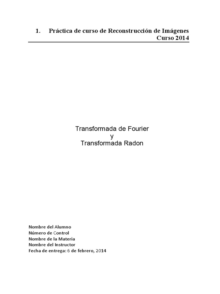 Transformada de Fourier y Radon | PDF | Transformada de Fourier | Teoría