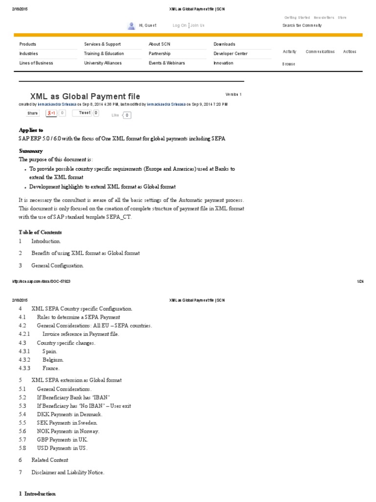 XML As Global Payment File PDF | PDF | Invoice | Money