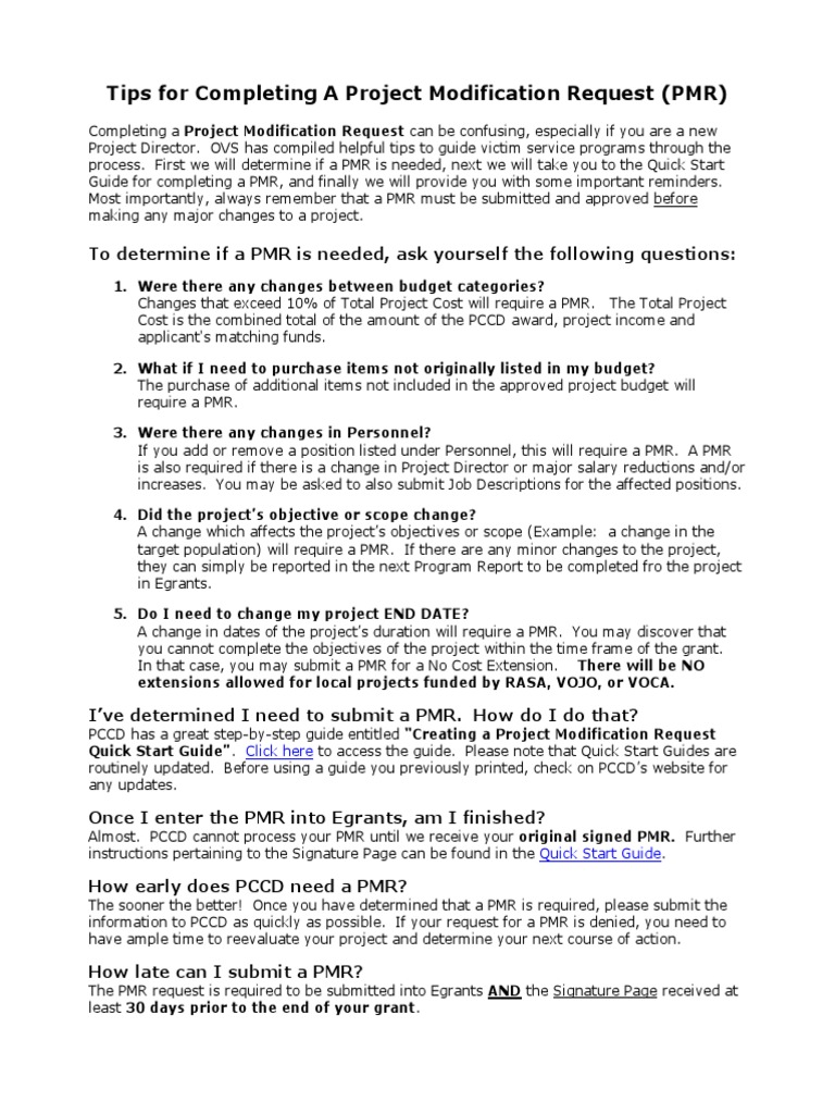 Tips to Completing a Project Modification Request | Government | Politics