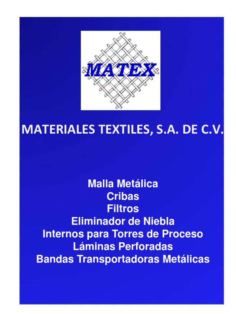 Catalogo - MATEX - Mallas | PDF | Niebla | Acero