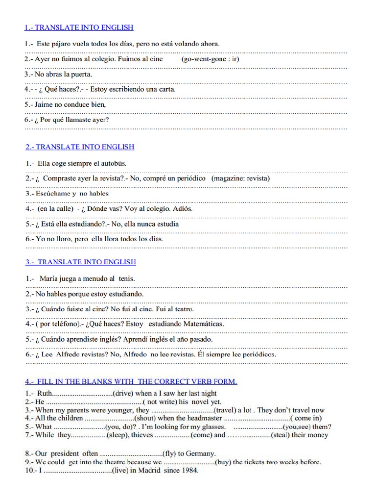 Repaso Tiempos Verbales | PDF