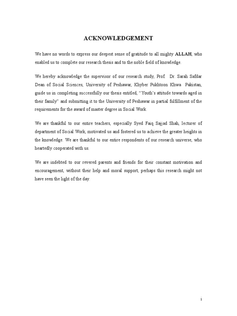 Acknowledgement and Justification | PDF | Old Age | Behavioural Sciences