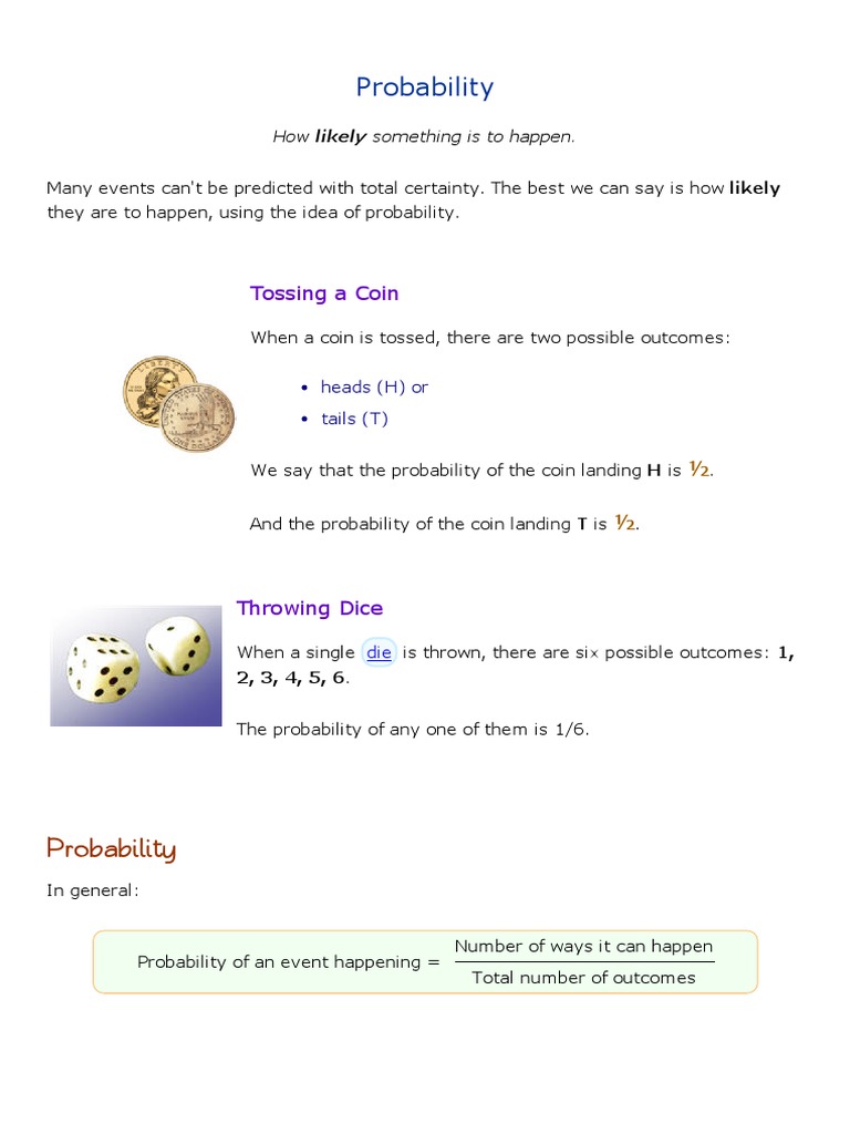 Probability: Tossing A Coin | PDF | Probability | Playing Cards