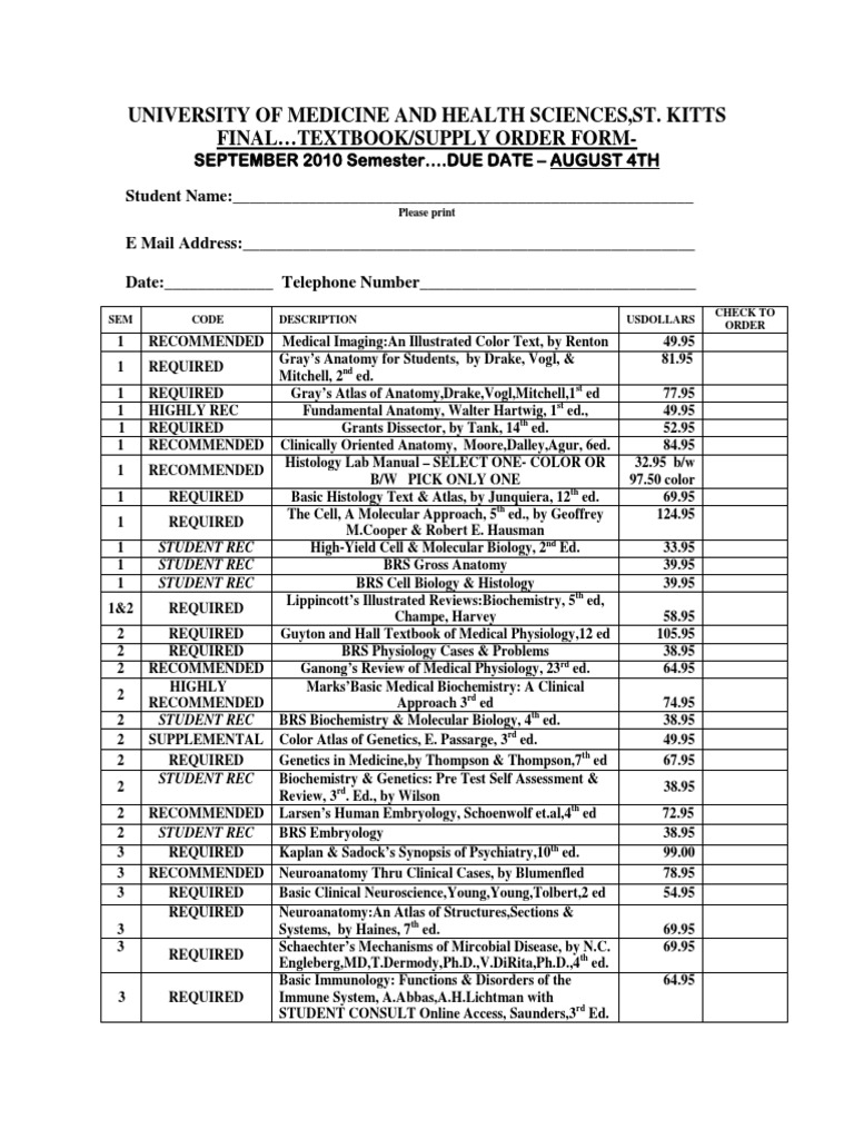 University of Medicine and Health Sciences, St. Kitts Final Textbook ...