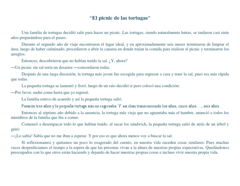 El Picnic de Las Tortugas | PDF