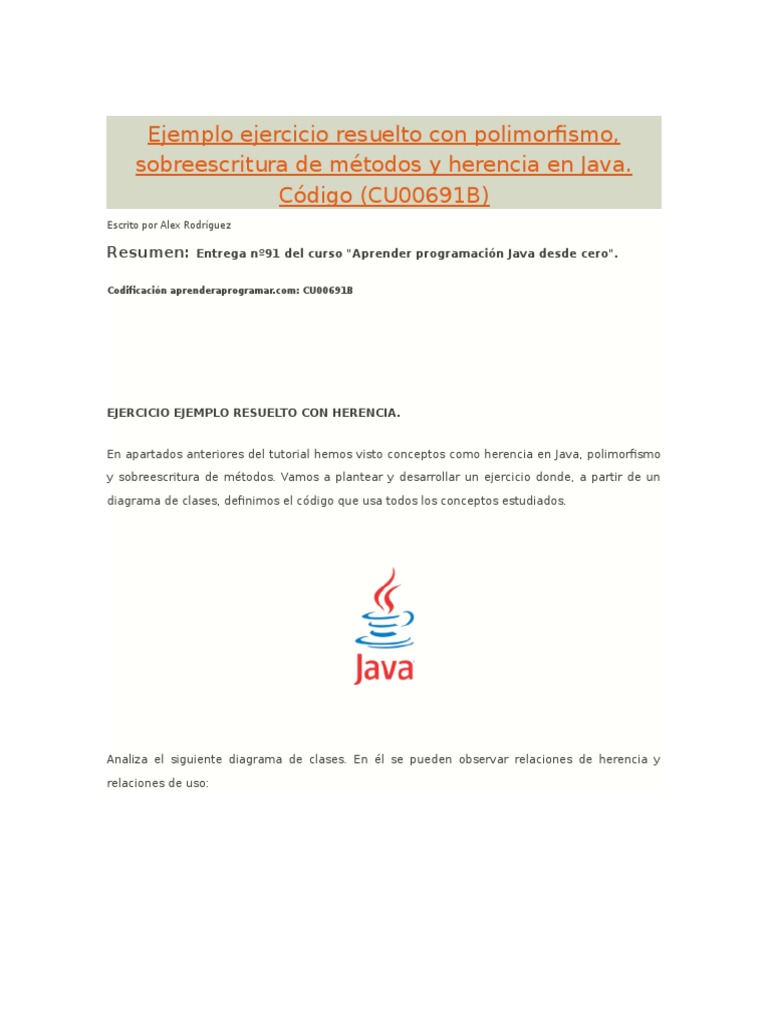Ejemplo Ejercicio Resuelto Con Polimorfismo | PDF | Herencia (Programación Orientada a Objetos ...