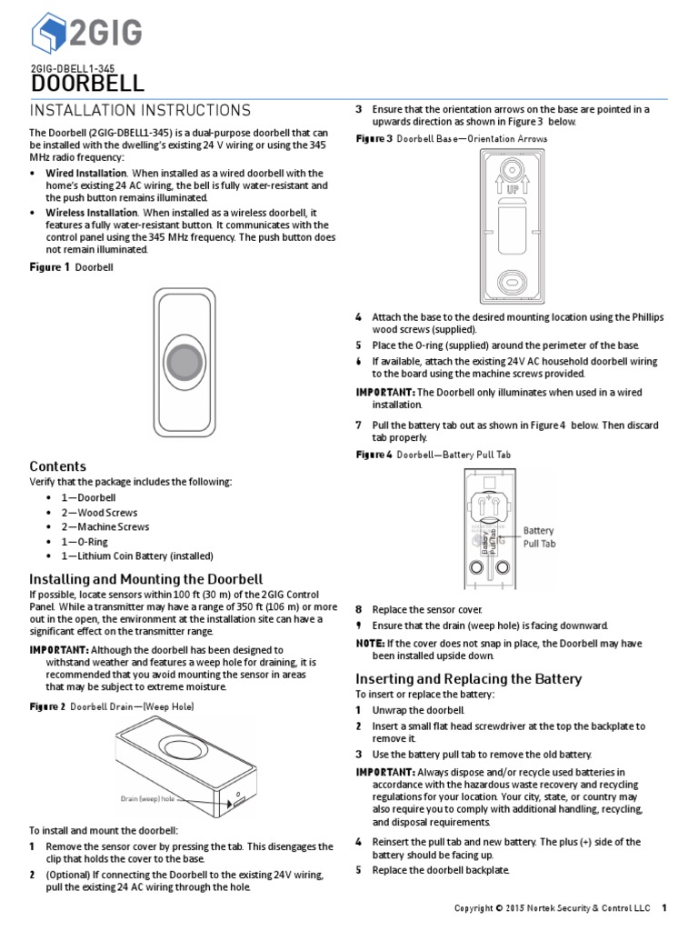 2GIG DBELL1 345 Install Guide | PDF | Electromagnetic Interference ...