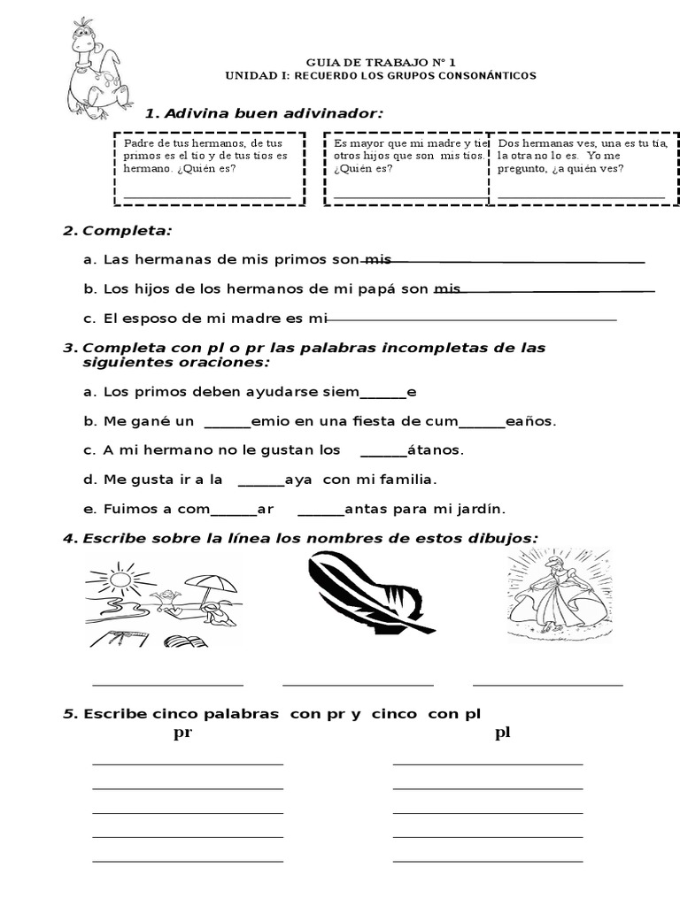 Actividades sobre Grupos Consonánticos | PDF