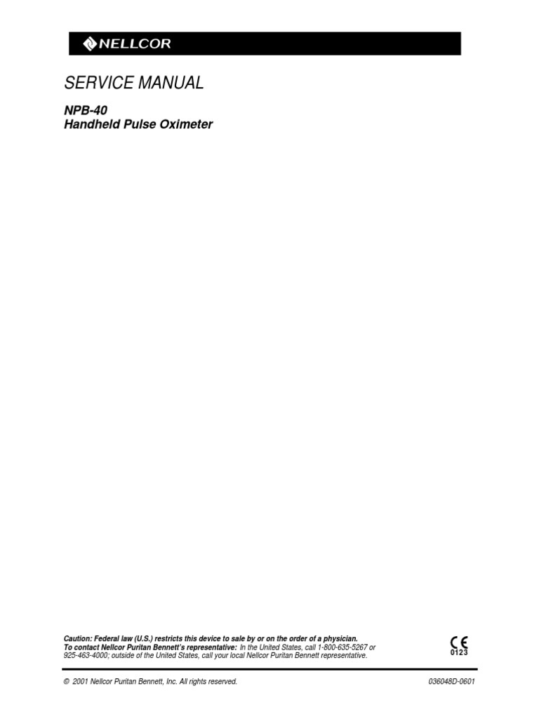 Nellcor NPB 40 Service Manual | PDF | Electronics | Electrical Engineering