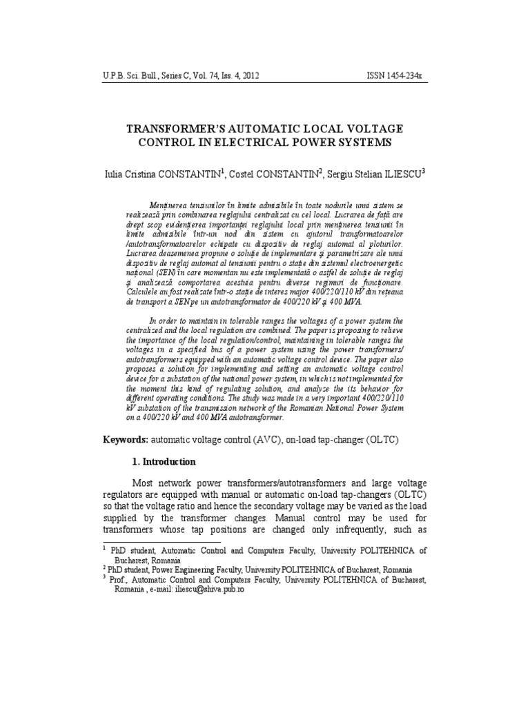 Transformer OLTC Control in Power Systems | PDF | Electrical Substation ...