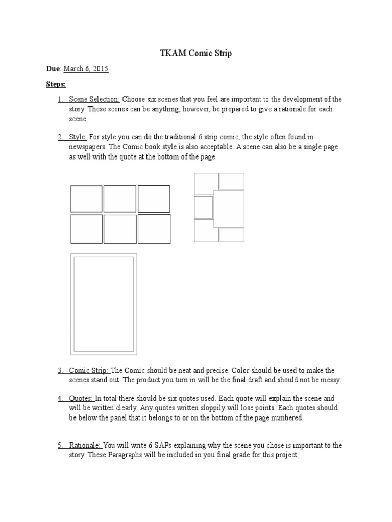TKAM Comic Strip Project Guidelines | PDF