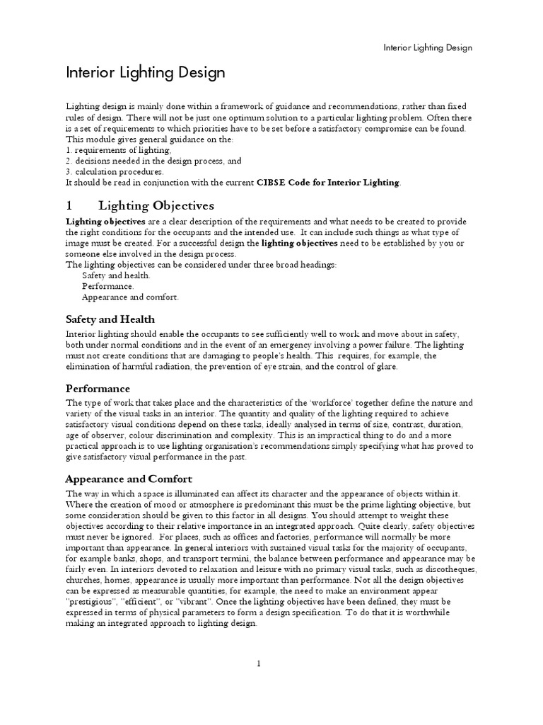 Interior Lighting Design | PDF | Lighting | Fluorescent Lamp
