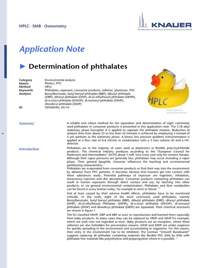 Application Note: Determination of Phthalates | PDF | Polyvinyl ...